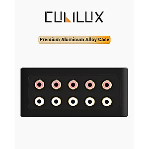 Cubilux AS-R1 4 Way RCA Audio Splitter Box, 4-Channel Stereo RCA Splitter, Passive Audio RCA Splitter-Made with Aluminum Alloy (1 in 4 out)