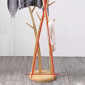 LITFAD Wooden Coat Rack Tree Freestanding Coat Stand with 13 Hooks, Tree Branch Design Clothes Standing Hanger for Multiple Coat and Hats, Coat Tree Rack for Bedroom, Entryway and Office-Black