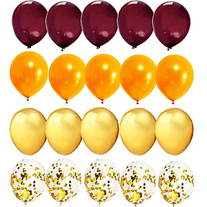 Fall Balloons/Maroon and Orange Balloons Fall Birthday Party Decorations Thanksgiving Decorations 20pcs Burgundy Orange Gold Confetti Balloons for Fall Bridal Shower Decorations