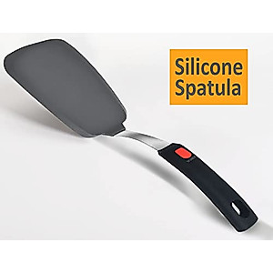 2 Pack Flexible Silicone Spatula Turner, 600°F Heat Resistant Silicone Spatula Set for Nonstick Cookware, Kitchen Silicone Cooking Utensil Set for Egg Pancake Flipper/Heat Resistant Silicone Grip