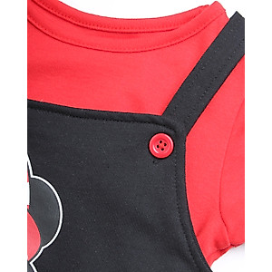 Disney Baby Girls' Romper - 2 Piece Overall T-Shirt Set Minnie Mouse, Winnie The Pooh, Size 3-6 Months, Minnie Coral