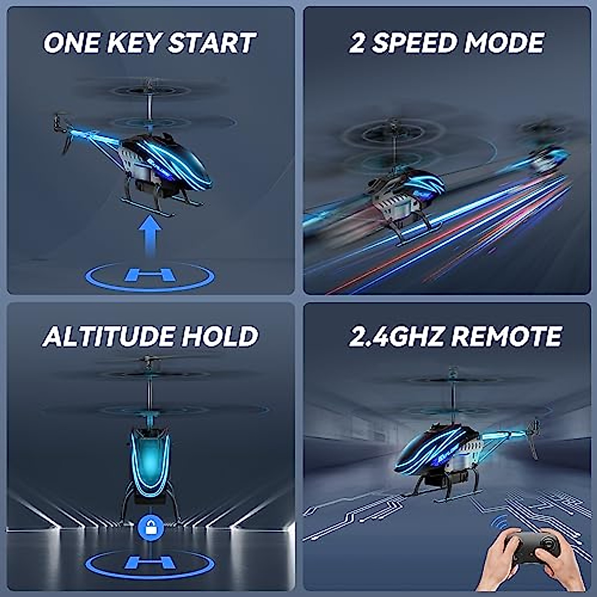 BUSSGO RC Helicopter, Remote Control Helicopter for Kids with 30Mins Flight(2 Batteries), 7+1 LED Light Modes, Altitude Hold, 3.5 Channel, Gyro Stabilizer,Remote Helicopter Toys for Boys and Girls