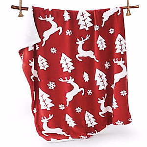 Bedsure Soft and Warm Christmas Elk Sherpa Blanket for Couch, Sofa, Bed - Winter Blanket Decoration Gift, 50"x60"