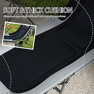 Outsunny Camping Cot for Adults, Folding Bed with Soft Padded Cushions & Headrest, 180° Adjustable Reclining Lounger, Heavy Duty and Portable with a 400 lbs. Capacity, Gray