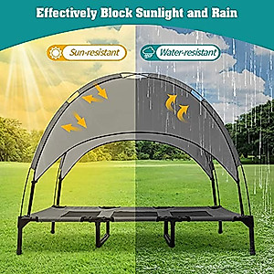 ZOOMOS PETOK 48" Elevated Dog Bed Large with Removable Canopy Breathable Oxford Fabric w/Convenient Carrying Bag Portable Raised Pet Cot Cooling Dog Bed for Camping Beach Lawn (X-Large 48 INCH, Grey)