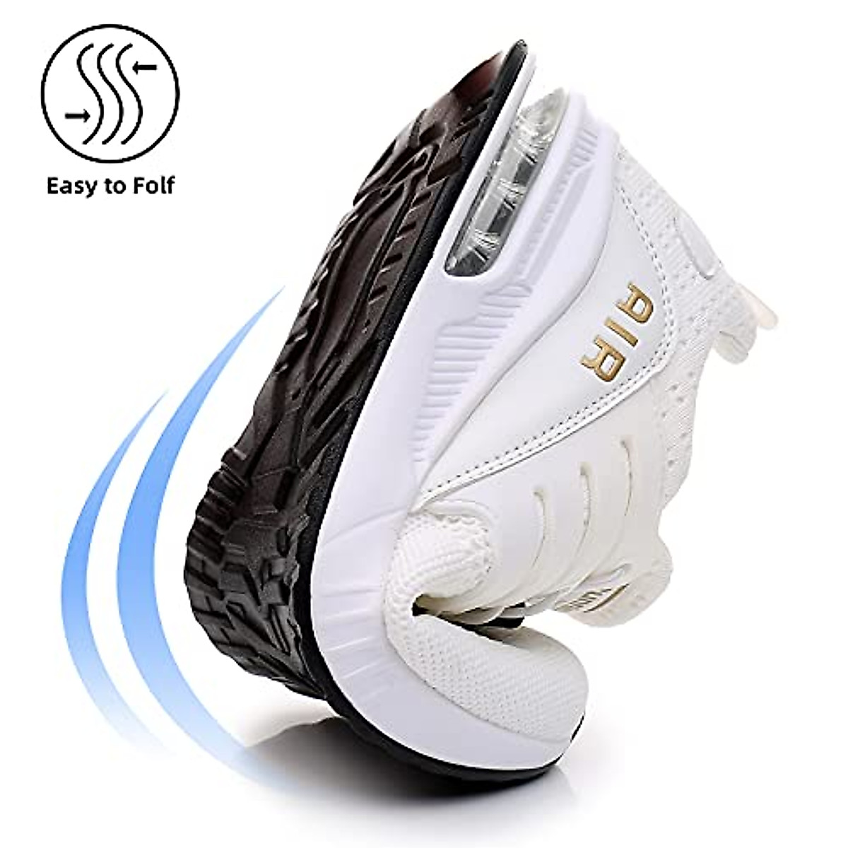 BOGOVER Men's Walking Shoes Non Slip Running Tennis Shoes Breathable Lightweight Air Cushion Sneakers for Tennis Gym Jogging (White, 6)