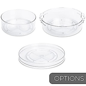 Smart Design Set of 2 Turntable Lazy Susan Spinning Organizer - 11.5 inch - BPA Free Plastic Resin - Fridge, Freezer, Cabinet, Food, Spices, Pantry - Clear