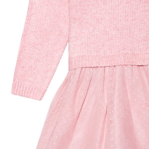 Gerber Baby and Toddler Girls Sweater Dress with Tulle Skirt, Pink, 4T