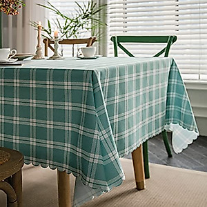 MANGATA CASA Checkered Tablecloth for Rectangle Tables-Gingham Waterproof Kitchen & Table Linens-Polyester Teal Buffalo Plaid Wrinkle Free Table Cover(Teal 60X84in)