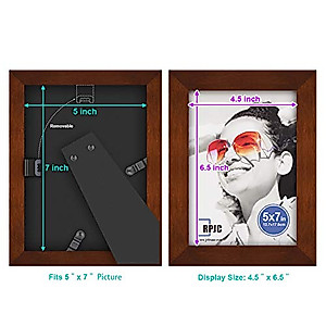 RPJC 5x7 Picture Frames Made of Solid Wood High Definition Glass for Table Top Display and Wall Mounting Photo Frame Brown