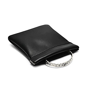 Woodten PU Leather Jewelry Travel Bag Leather Jewelry Pouch Christmas,Wedding Party Favor Gift Bag (S, Black)