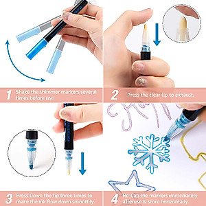 SAKEYR Super Squiggles Outline Markers Shimmer Markers Set, Double Line Pens for Card Making Paint Markers for Craft Supplies Glitter Pens for Photo Album Scrapbook Teen Girls Gifts 4-12 Years