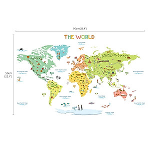 DECOWALL DWL-1616S Colourful World Map Kids Wall Stickers Wall Decals Peel and Stick Removable Wall Stickers for Kids Nursery Bedroom Living Room (Medium) d?cor