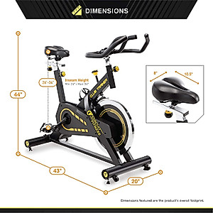 CIRCUIT FITNESS Circuit Fitness 40 lbs. Flywheel Deluxe Club Revolution Cardio Cycle Manual Resistance AMZ-955BK