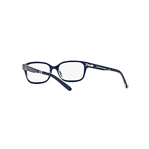 Polo Ralph Lauren Kids' PP8520 Rectangular Prescription Eyewear Frames, Navy Blue On White/Crystal/Demo Lens, 46 mm
