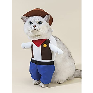 QWINEE Cowboy Dog Costume Holiday Halloween Costume Pet Clothes Cat Costumes for Puppy Kitty Small Dogs Multicolor M