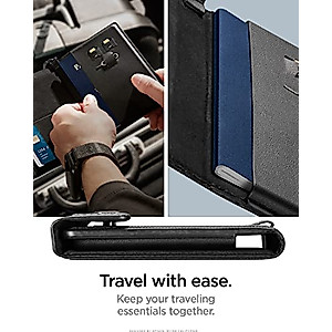 Spigen Passport Card Cover Holder Passport Wallet Travel Documents Organizer Protector Passport Holder Travel Accessories with RFID Blocking Technology SIM Card Pin Included - Black