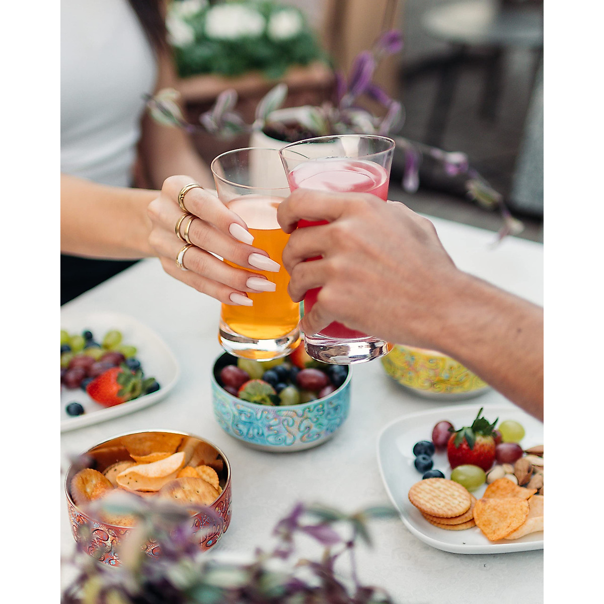 Boutiques Deco – 11 Oz Colorful Small Appetizer Crafted Bowls, for Snacks, Dips, Desserts, Ice Cream, Side Dishes, made of Stainless Steel with Double Wall Insulation – 4 Pack