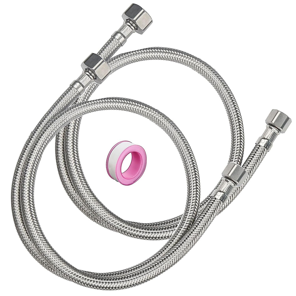 MOSELNY 32" Faucet Supply Line,3/8" Comp x 1/2" FIP Kitchen Faucet Hose Connector for Residence,Stainless Steel Braided Supply Line for Moderate Distance (Pack of 2)