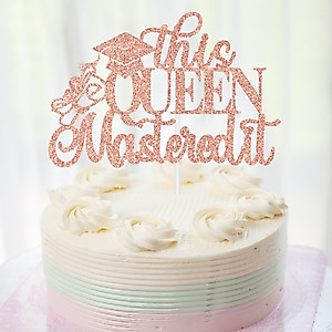 RLXPT She Mastered That Cake Topper, This Queen Mastered It Cake Decorations, Master Degree Survivor, Class of 2025 Graduation Party Decorations