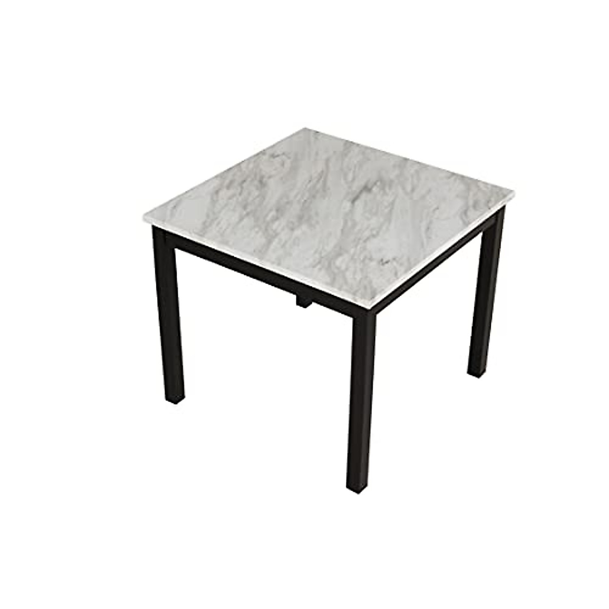 LCH 5-Piece Counter Height Set with One Faux Marble Dining Table and Four Upholstered-Seat Chairs for Kitchen and Living Room, Black