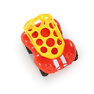Bright Starts Oball Easy Grasp Rattle & Roll Buggie BPA-Free Push Car Infant Crawling Toy, 1 Pack, Age 3 Months and up, Red/Yellow