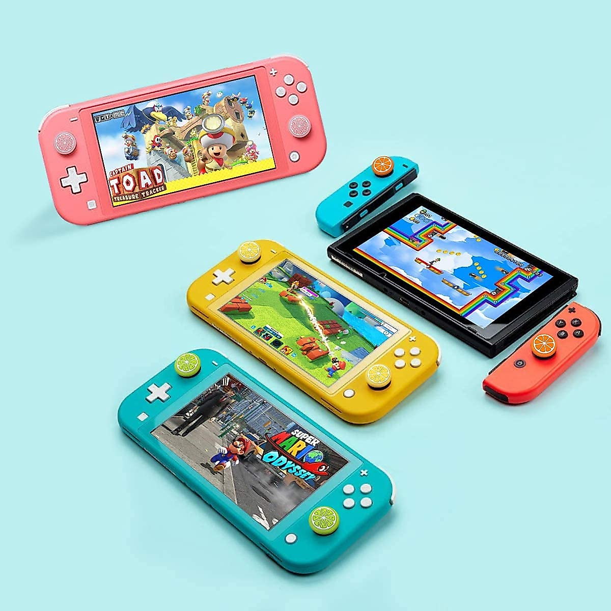 4 PCS Fruit Design Thumb Grip Caps for Switch, SAMERIVER Hestia Goods Joystick Cap for Nintendo Switch & Lite, Soft Silicone Cover for Joy-Con Control