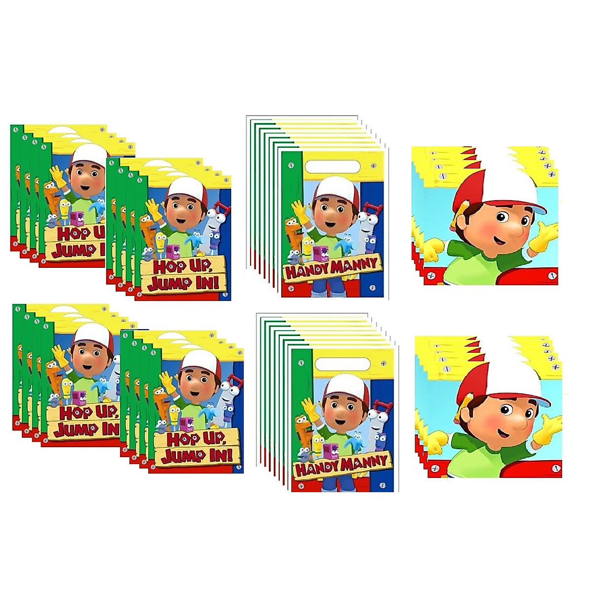 Handy Manny Birthday Party Supplies Bundle Pack includes 16 Party Invitations with Envelopes, 16 Plastic Favor Loot Bags, 16 Napkins (Bundle for 16)