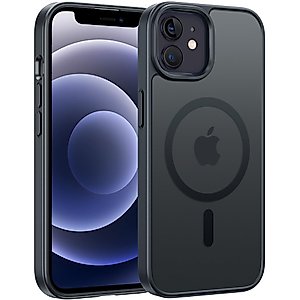 FNTCASE for iPhone 12 Phone Case: for iPhone 12 Pro Magnetic Matte Textured Military Grade Drop Protection Translucent Cell Cover - Slim Durable Shockproof Protective Bumper