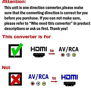 Rasfox Powered HDMI to AV/RCA Converter, 1080p HDTV HDMI to Composite RCA Audio Video A/V CVBS Adapter Converter Box with Power Adapter, High-end Metal Box with 1 Year Warranty