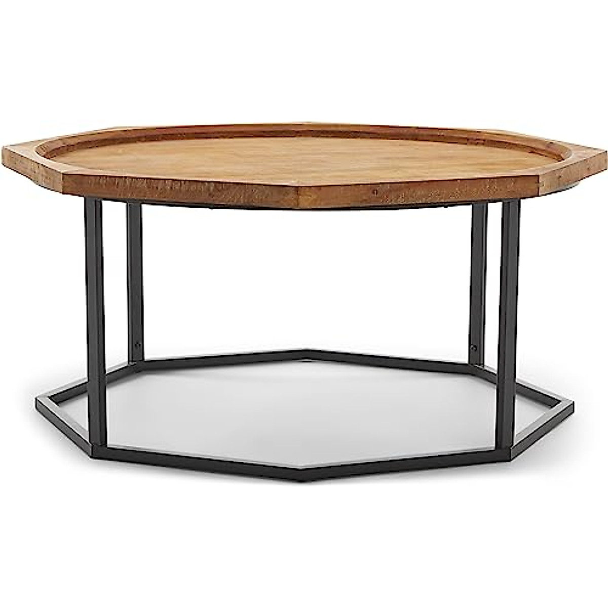 Amazon Brand – Stone & Beam Aire Rustic Octagonal Fir Wood Coffee Table, 39.5"W, Black & Natural