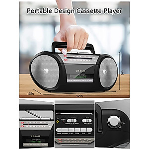 Cassette Player AM FM Radio Boombox: Retro Portable Cassette Tape Player and Recorder with Dual Stereo Speaker,Standard Earphone Jack,Cassette Boombox Powered by 4 D Cell Batteries Or AC Power