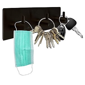 Key Hooks for Wall, Key Holder for Wall Decorative with 3 Key Hooks, Coat Hanger, Purse Hanger, Towel Hook, Easy Mount Key Hangers for Wall, Entryway, Bathroom, Living Room, Kitchen