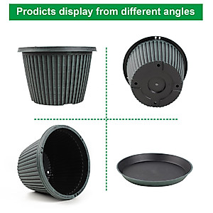 Myfeegoin Planter-Pots-for-Plants-Indoor-Outdoor, 3 Pack 10 Inch Plastic Flower Pots with Saucer & Drainage Holes, Modern Garden Planters for Planting Medium Large Plants，Decorative Resin Garden Pots