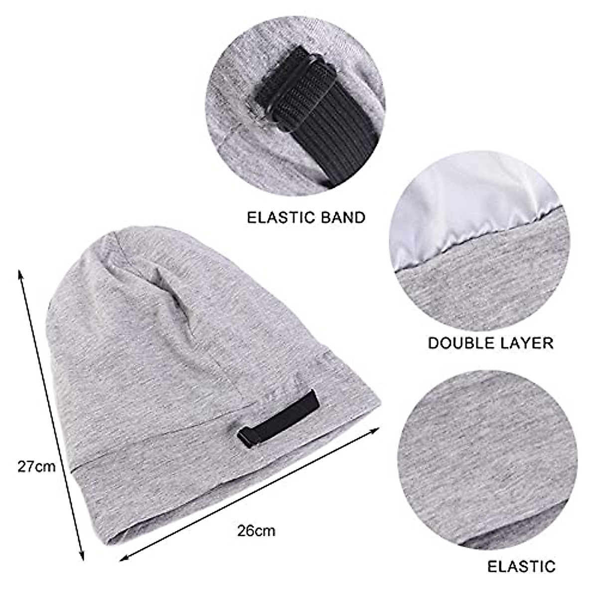 Qianmome 4 Pieces Unisex Stretchy Satin Lining Chemo Cap Muslim Turban Hat Beanie Hijab Headwear Indian Cap