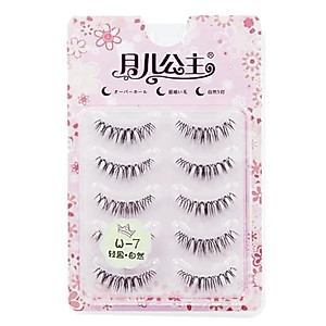LASGOOS Fake Eyelashes Natural Look False Eye Lashes Daily Strip Cross Clear Band 5-7mm Cross Cute Lashes Invisible band Lash for Wedding Daily Work Eye Makeup 5 Pairs W7