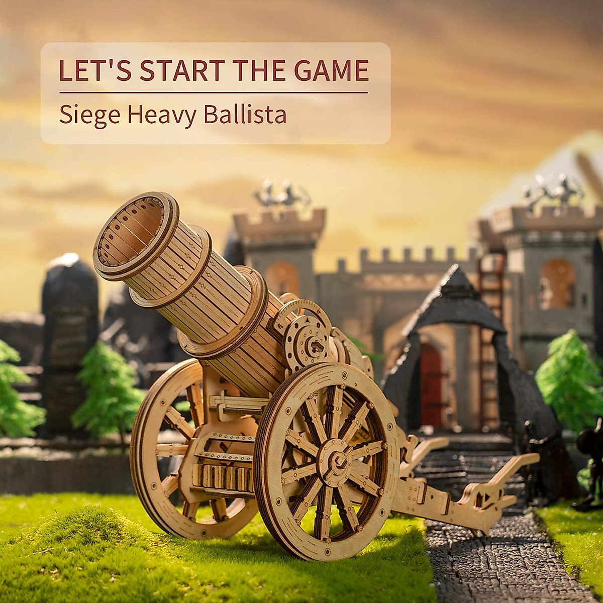 ROBOTIME 3D Wooden Puzzles for Adults, Cannon Toy Wooden Catapult Model for Adults to Build, STEM Projects Educational Toy for Kids