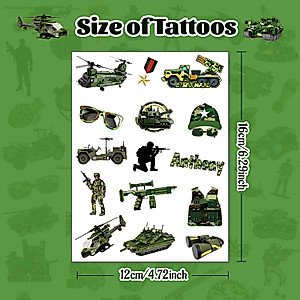 170PCS Camouflage Military Themed Temporary Tattoo Army Party Favors Camo Military equipment Tank Helicopter Tattoos Stickers for Kids Adult Outdoor Sports Birthday Party