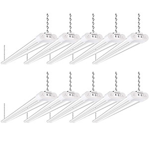10 Pack 4FT Linkable LED Utility Light Fixture, 4400lm, 42W, 5000K Daylight for Workshop, Garage, Hanging or Surface Mount, with Power Cord, ETL