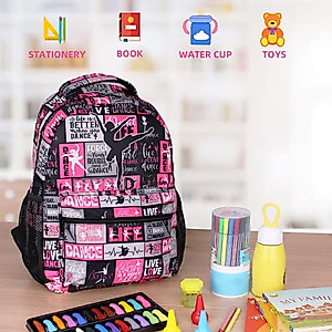 Dance Backpack for Girls, Elementary Middle High School Bookbags for Teen Kids, Travel Laptop Backpack for College Students Women Men Durable Lightweight School Bags, 17 Inch Large Back Packs