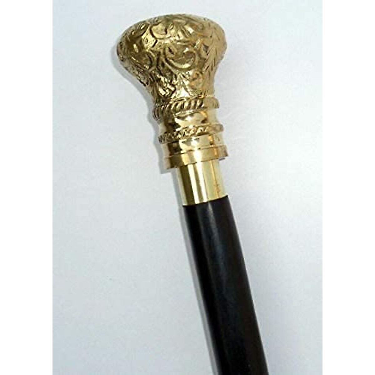 Vintage Brass Ball Head Handle Victorian Style Wooden Stick Walking Shaft Cane (3 Fold Wooden Walking Cane )