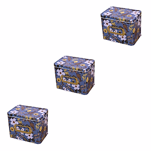 BESPORTBLE 3 Pcs Label Finishing Box Storage Bin with Lid Storage Bins with Lid Candy Tins Empty Tea Tin Canister Labels for Jars Storage Container for Sundries Tinplate Organizer