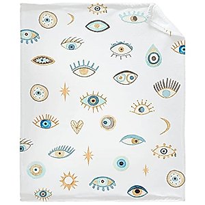 Todeyya Nazar Evil Eye Pattern Throw Blanket - ​Super Soft Flannel Fleece Blanket for Gifts, Plush Lightweight Fuzzy Cozy Blanket Microfiber for Couch Sofa Bed All Season XS 40"x30" for Pets