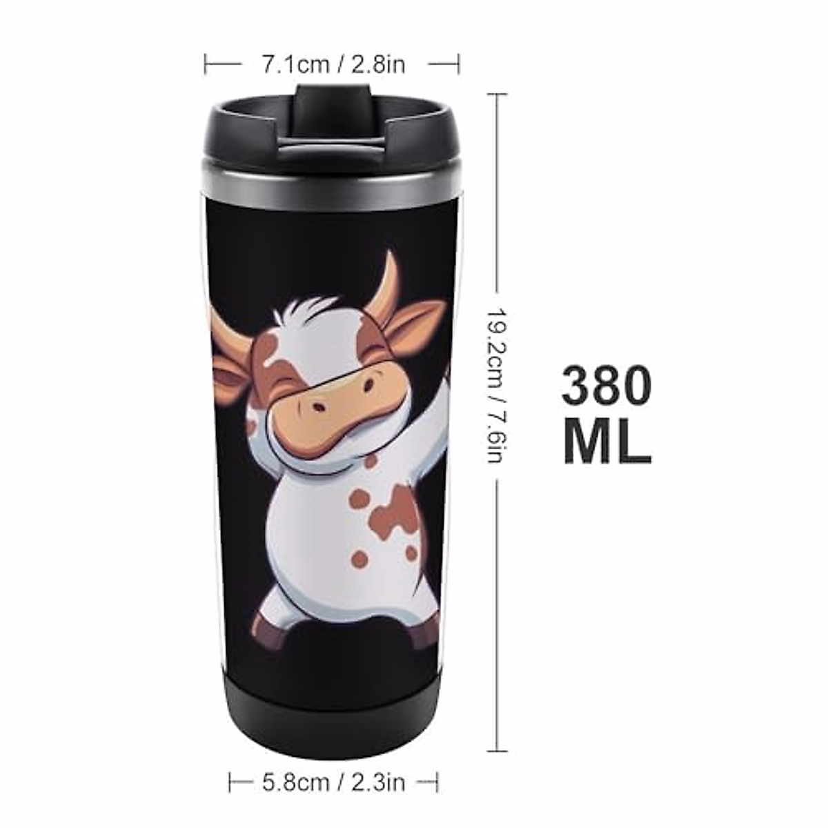 Cute Cow Dancing Travel Coffee Mug Reusable Insulated Drinking Cup with Lid for Home Outdoor Works 13 Oz