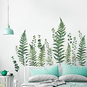 Amaonm Removable Fresh Plants Vine Leaf Wall Sticker DIY Peel and Stick Green Leaves Wall Decals Home Decor for Kids Girls Boys Babys Bedroom Living Room Nursery Classroom Playroom Wall Corner Bathroom Background Decoration