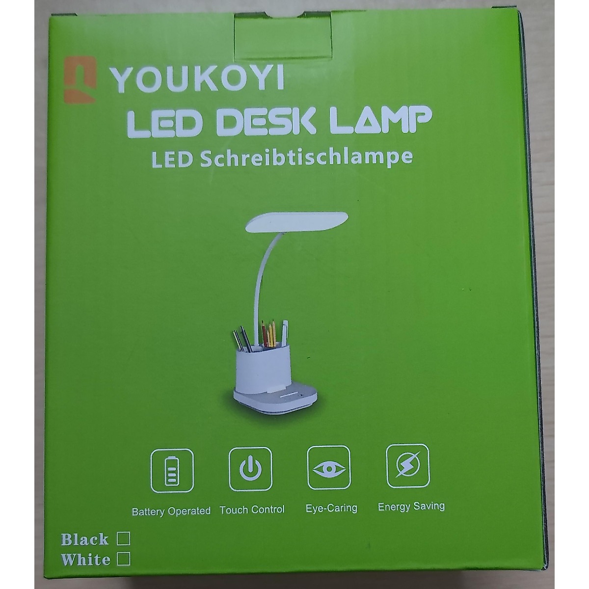 YOUKOYI LED Desk Lamps for Home Office, Rechargeable Battery Operated Desk Lamp with Touch Control, Stepless Dimming, 3 Color Modes, Pen Holder and Night Light- Gooseneck Desk light for Study, Reading