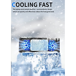 ERGOPOLLO Laptop Cooling Pad with Removable Semi-Conductor Cooling Chips and Two Cooling Fans, Adjustable Laptop Cooler Stand for Desk Compatible with 10 to 15.6 Inches Notebook PC Computer, Black