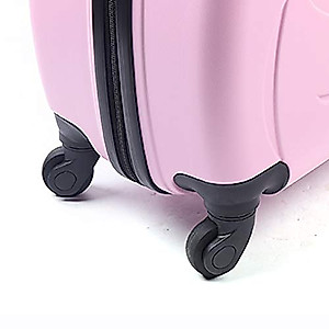20" Spinner Luggage Kids Ride-On Roll Suitcase Luggage Bags Wheeled Trolley Luggage Waterproof (Pink)