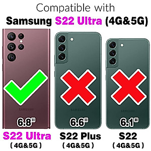 Asuwish Phone Case for Samsung Galaxy S22 Ultra 5G Wallet Cover with Tempered Glass Screen Protector and Flip Zipper Card Holder Stand Cell Accessories S22ultra 22S S 22 S22ultra5g 6.8 Women Men Pink