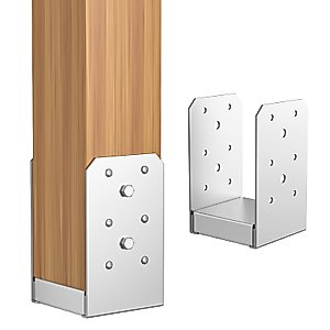 SPACEEUP 4x4 Post Base, Internal 3.5" x 3.5" Post Anchor 2pcs Adjustable Post Base Stainless Steel Concrete Post Anchor for Pavilion Deck Railing Support Decorative Anchor Plate